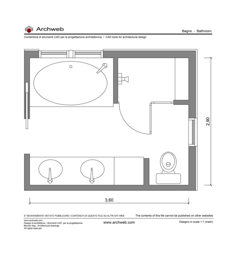 Bathrooms for homes - Archweb dwg