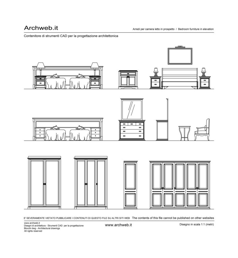 Single and double beds - Archweb dwg