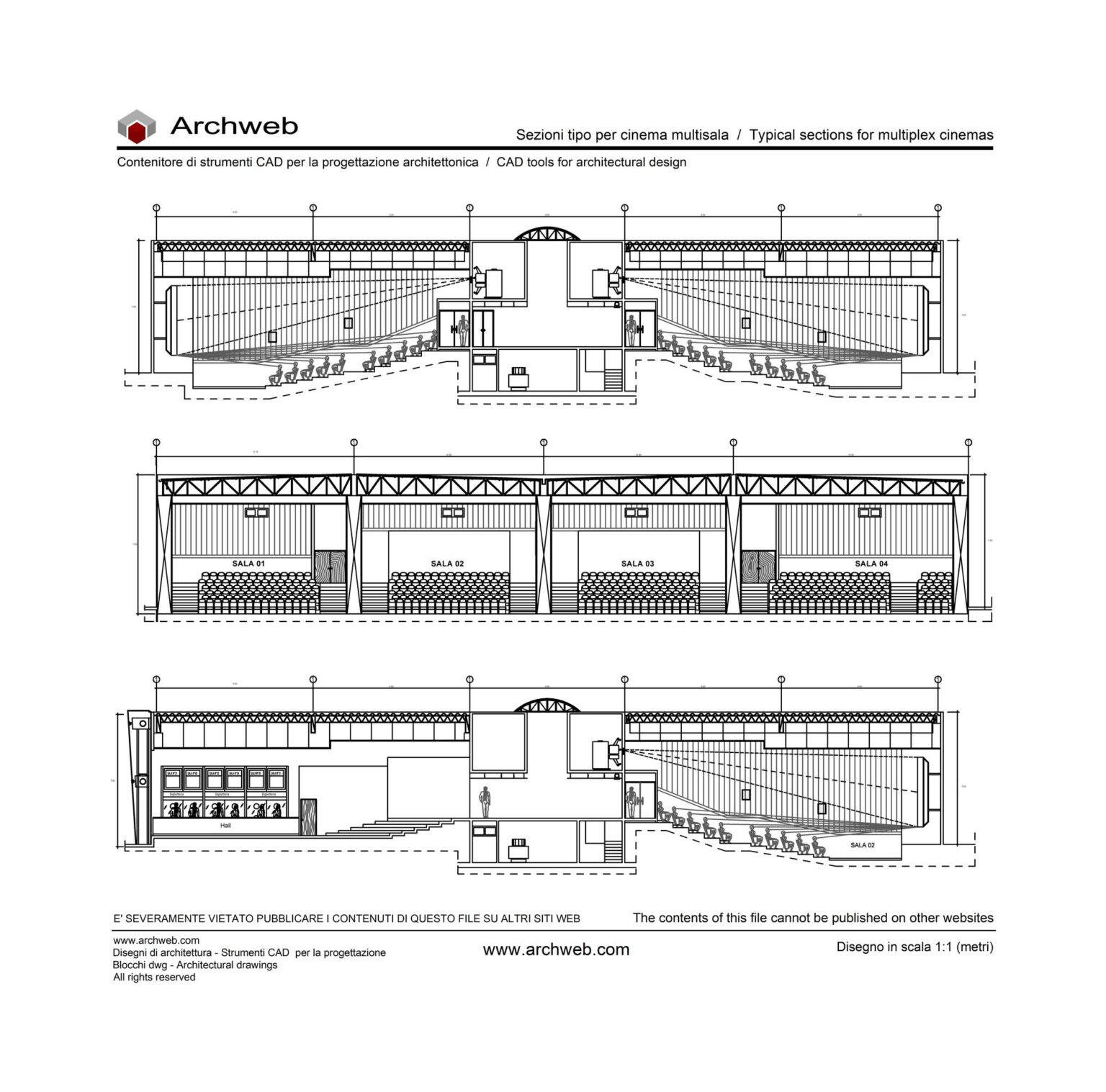 Cinema - Multiplex - Archweb dwg