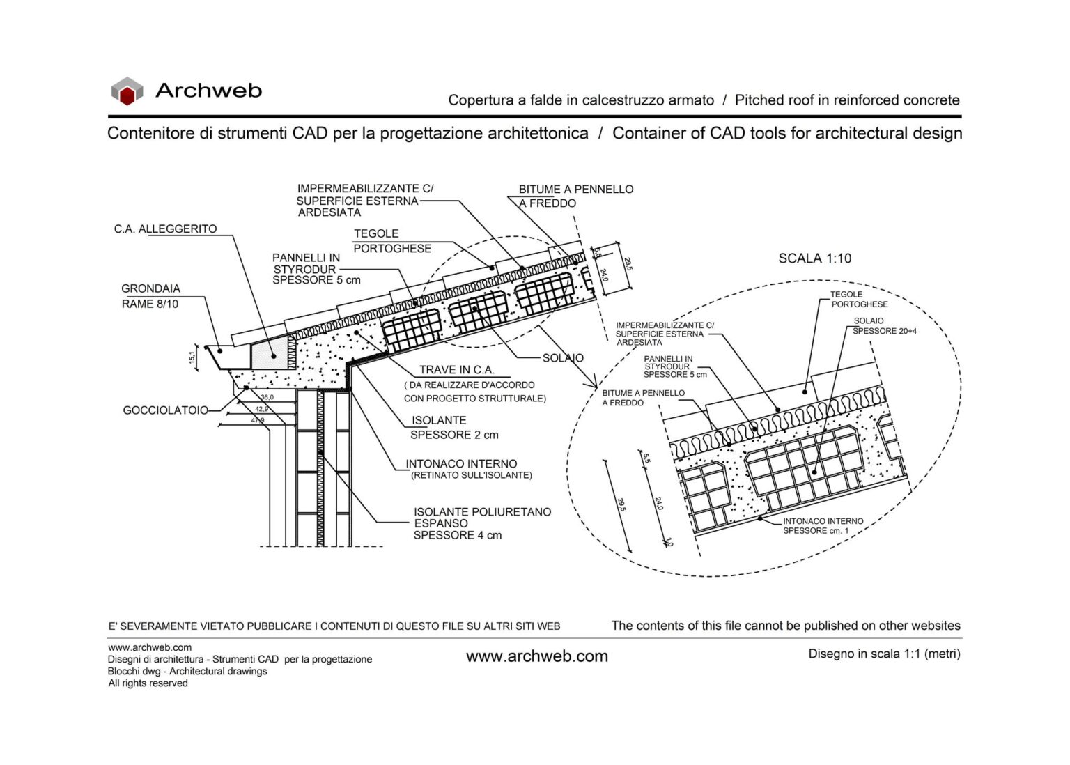 Cubiertas inclinadas de hormigón armado - Archweb dwg