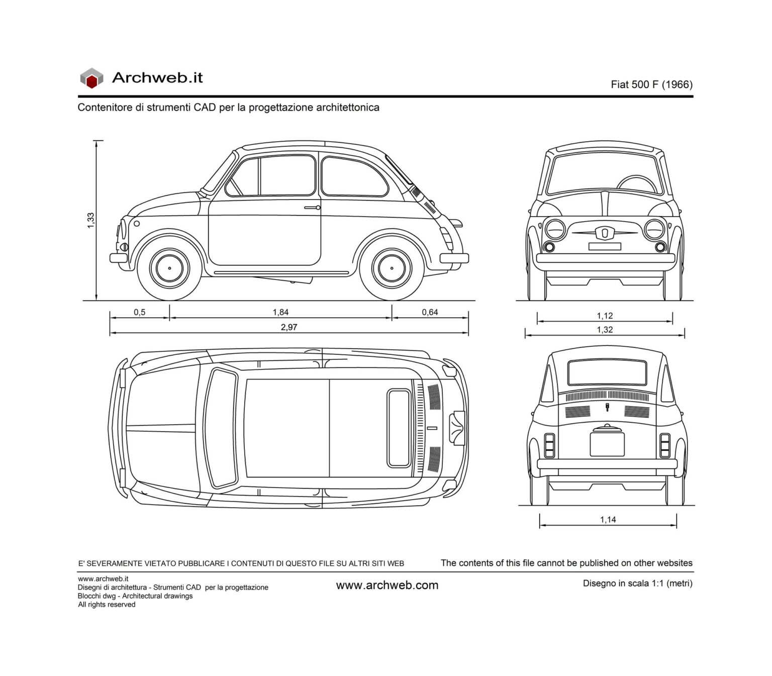 Fiat 500 F - Archweb dwg