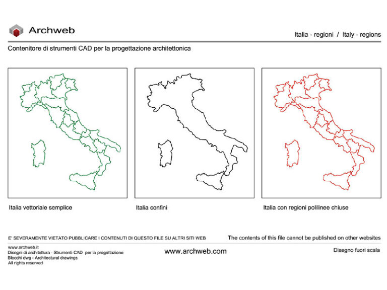 Italia e Regioni planimetrie - Archweb dwg