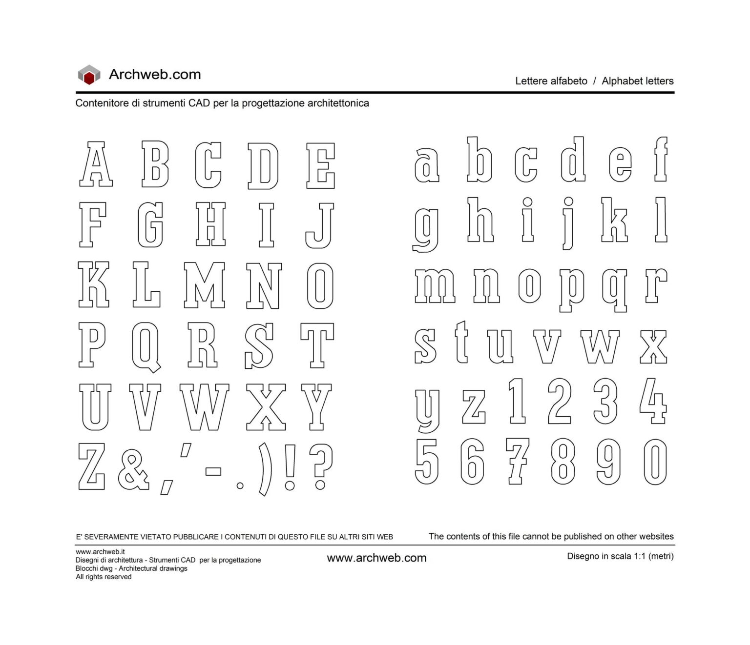 Alfabeto e Braille in dwg - Archweb