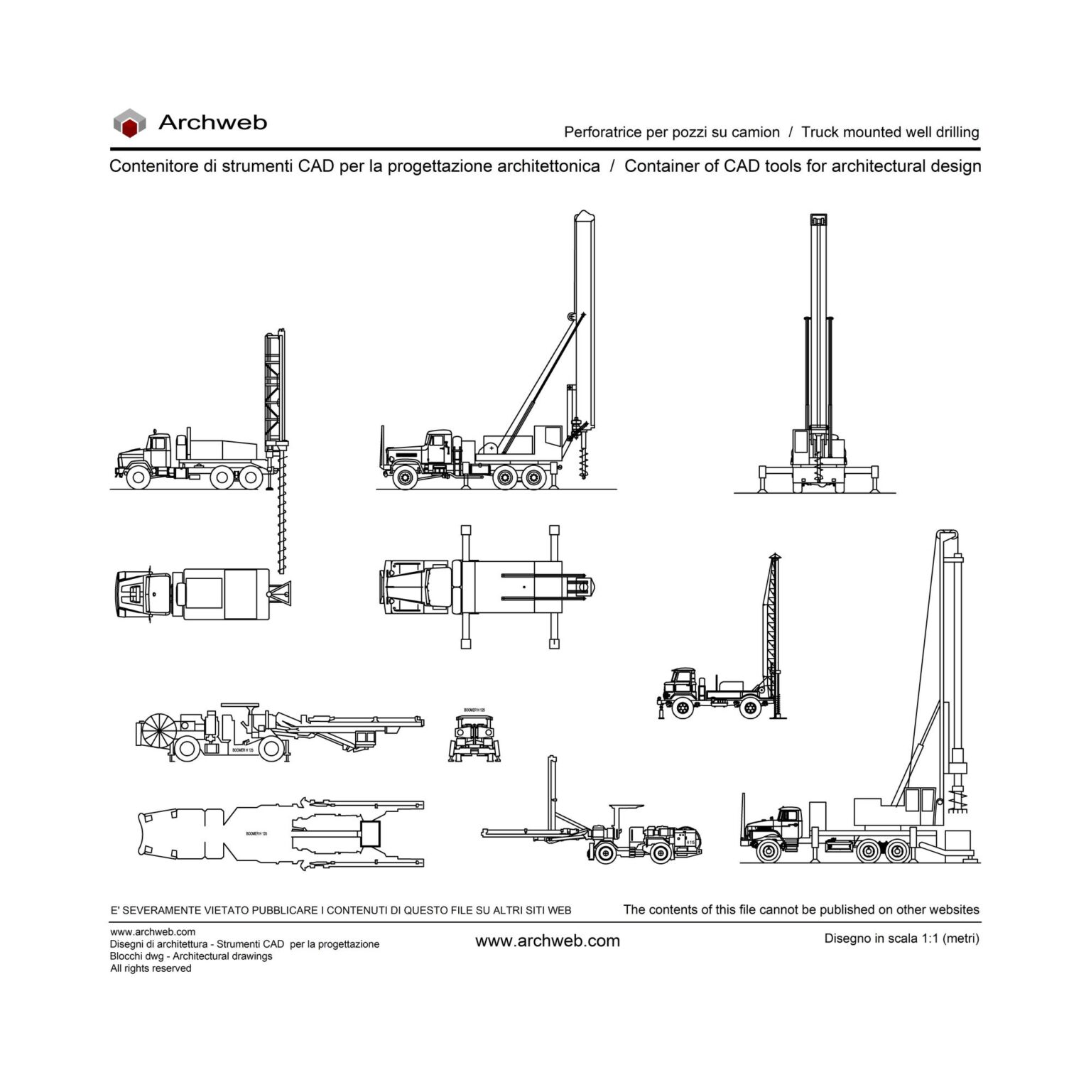 打桩机 - 钻机 - 地基桩 - Archweb dwg