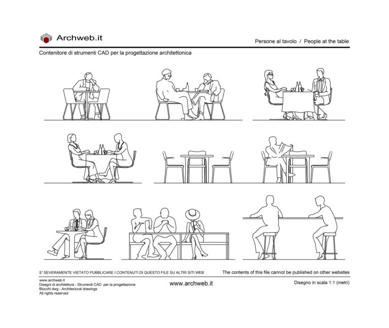 Persone sedute in prospetto - Archweb dwg