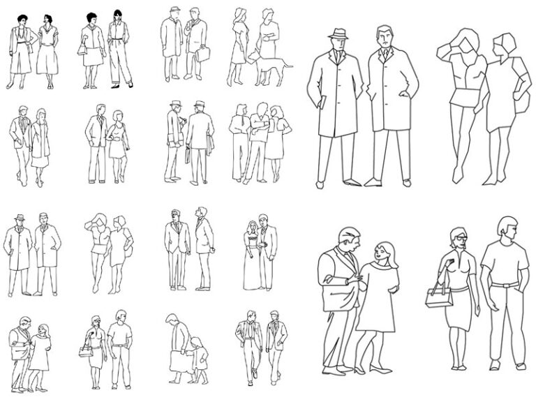 Personas en perspectiva - figuras - Archweb dwg