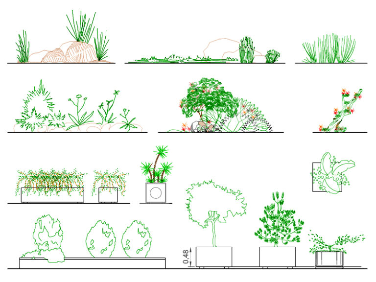 Flowerpots - Flowerbeds dwg