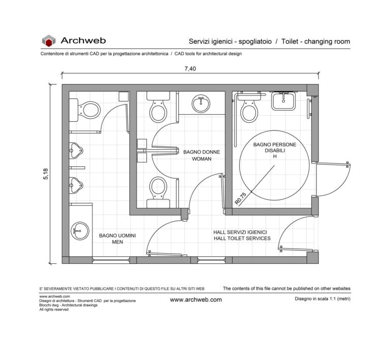 Services - Changing rooms - Archweb dwg