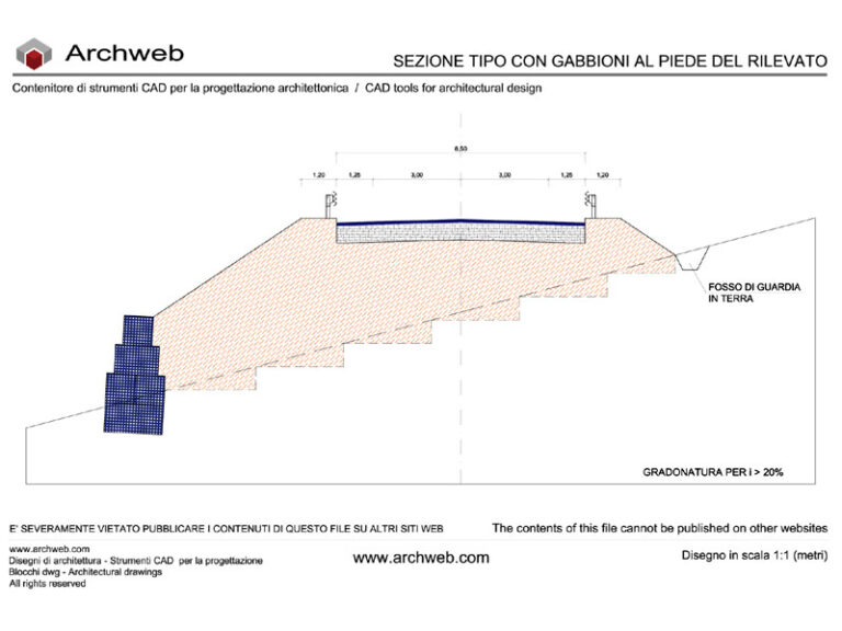 Sezione stradale con gabbioni - Archweb