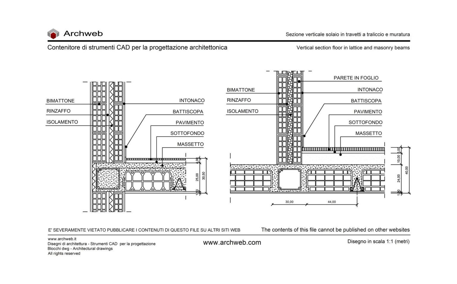Solai in latero - cemento - Archweb dwg