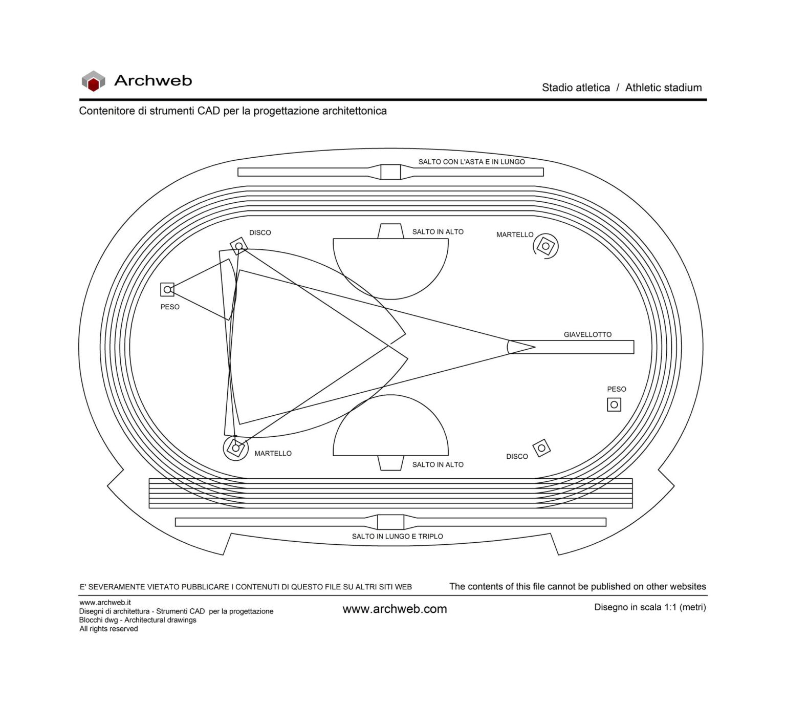 Atletica leggera: disegni di piste e campi - Archweb dwg