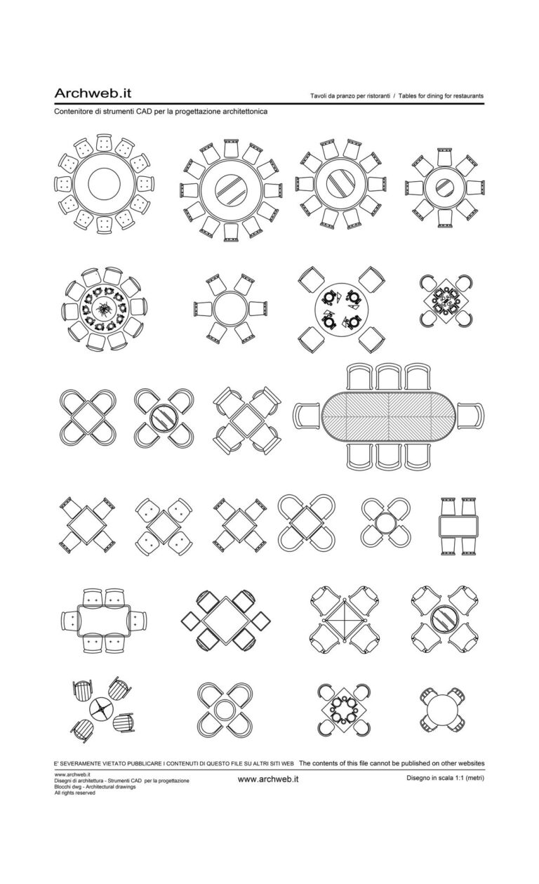 Bar Tables - Restaurant - Archweb dwg