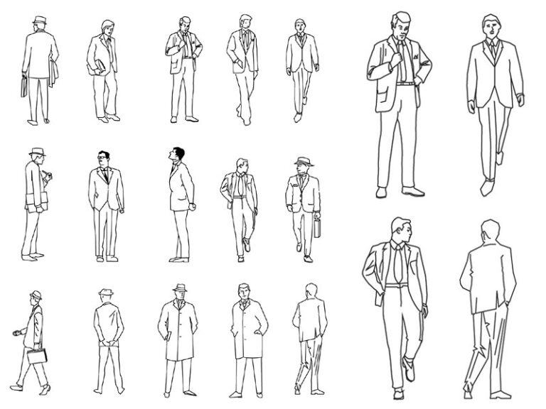 Personas en perspectiva - figuras - Archweb dwg