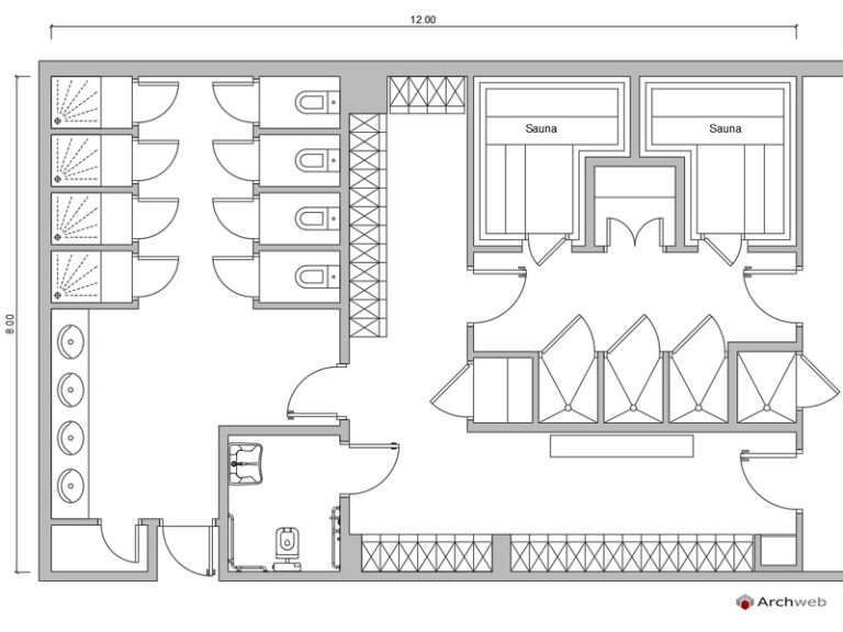 Changing rooms - Services - Archweb dwg