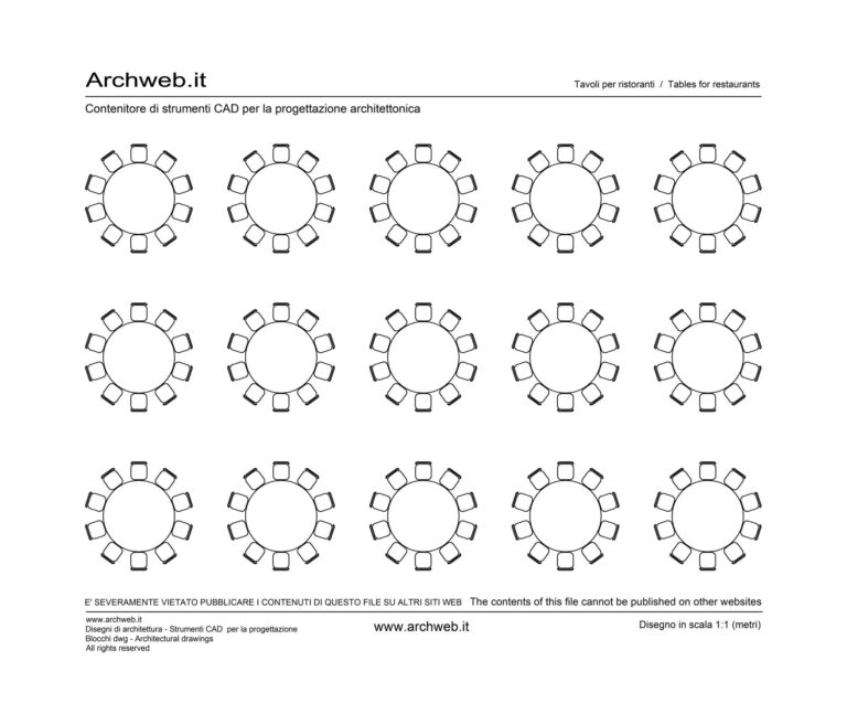Bar Tables - Restaurant - Archweb dwg