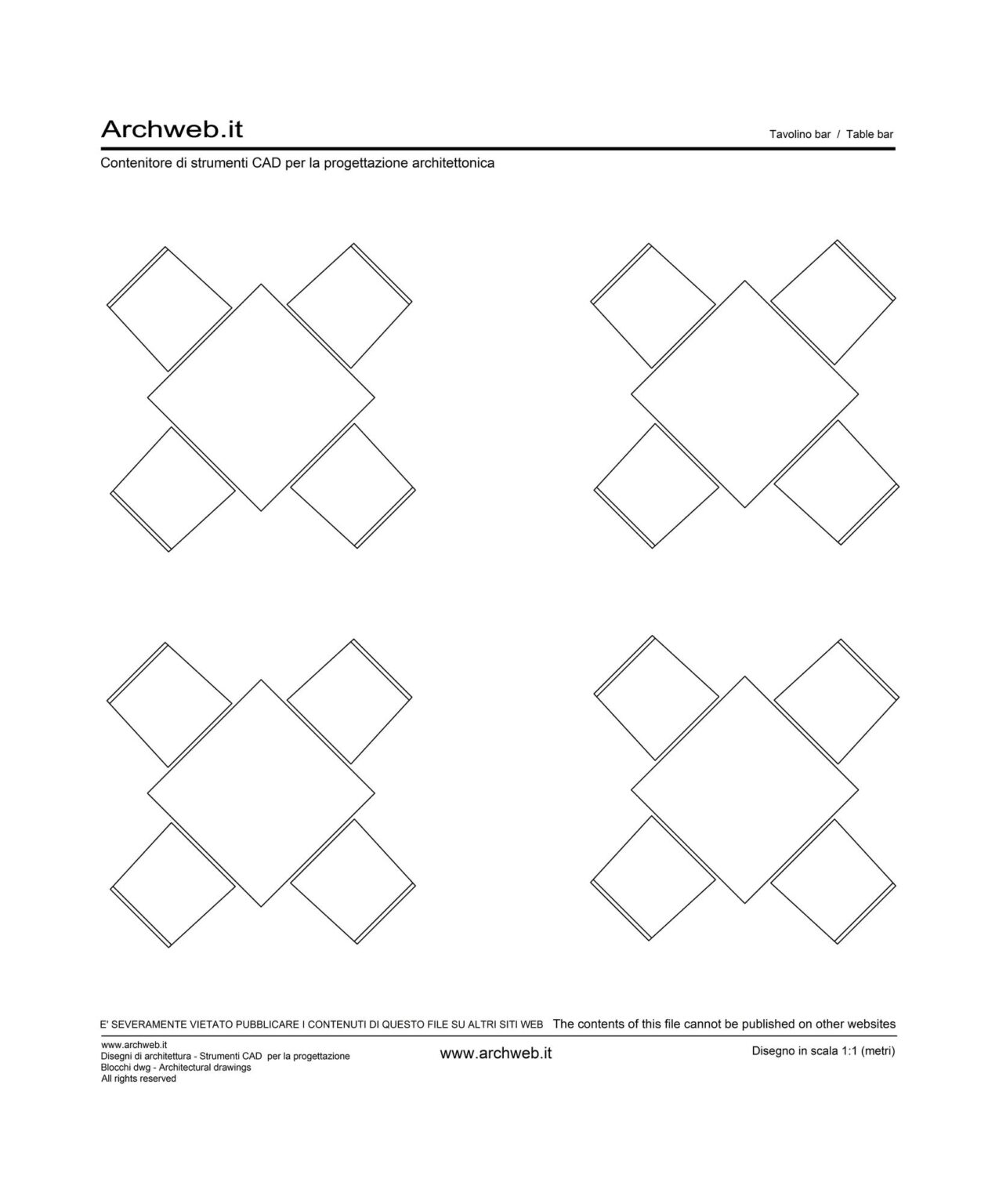 Bar Tables - Restaurant - Archweb dwg