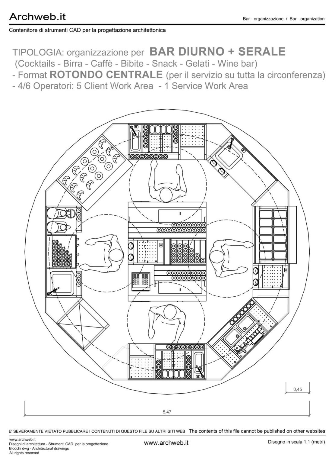 Circular kiosk bar - Archweb dwg