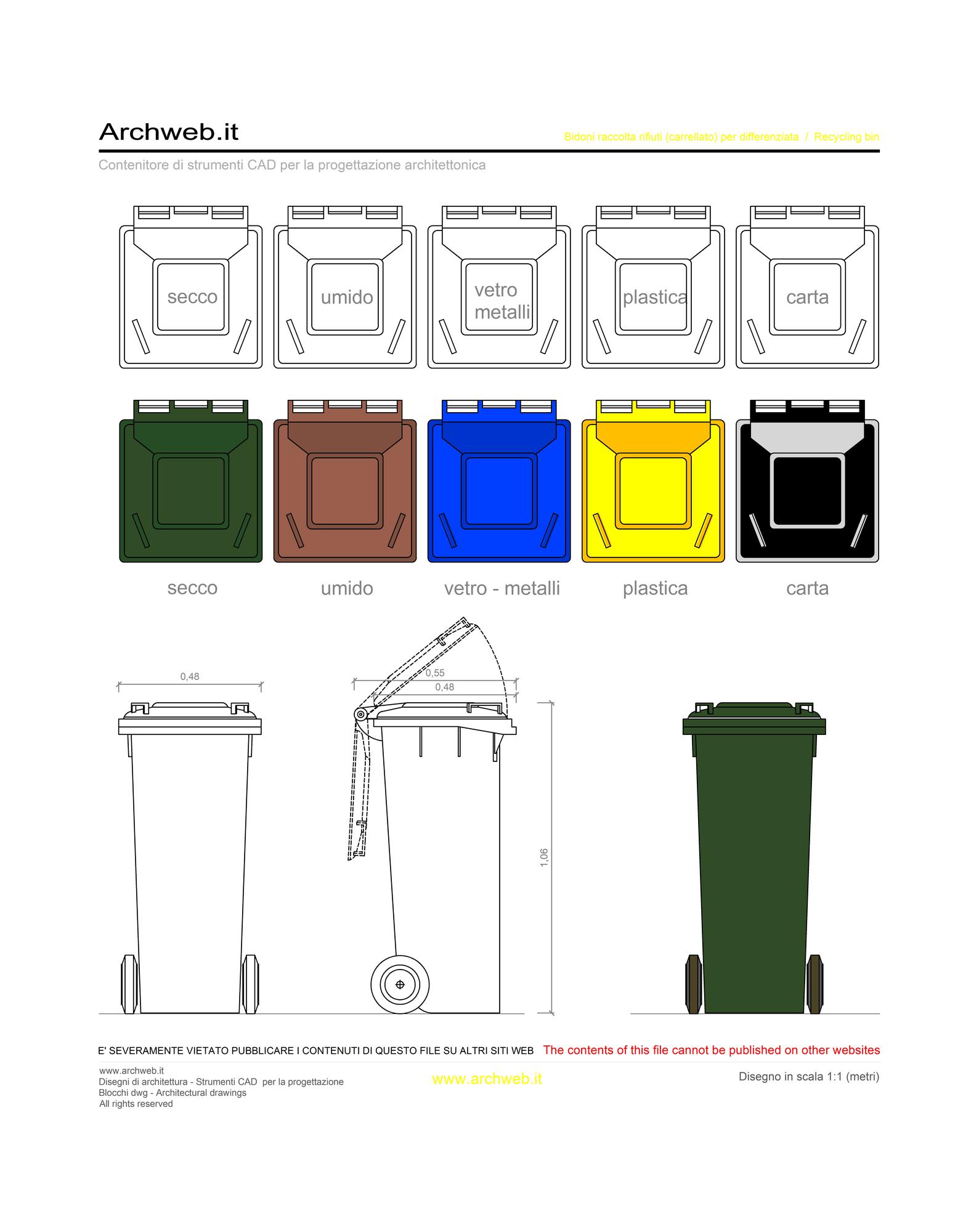Bidone differenziata 1 - Archweb dwg