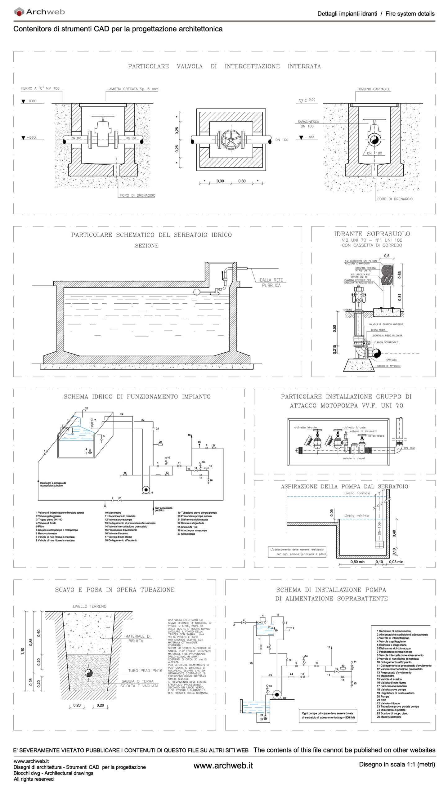 Dettagli impianto idrante - Archweb dwg