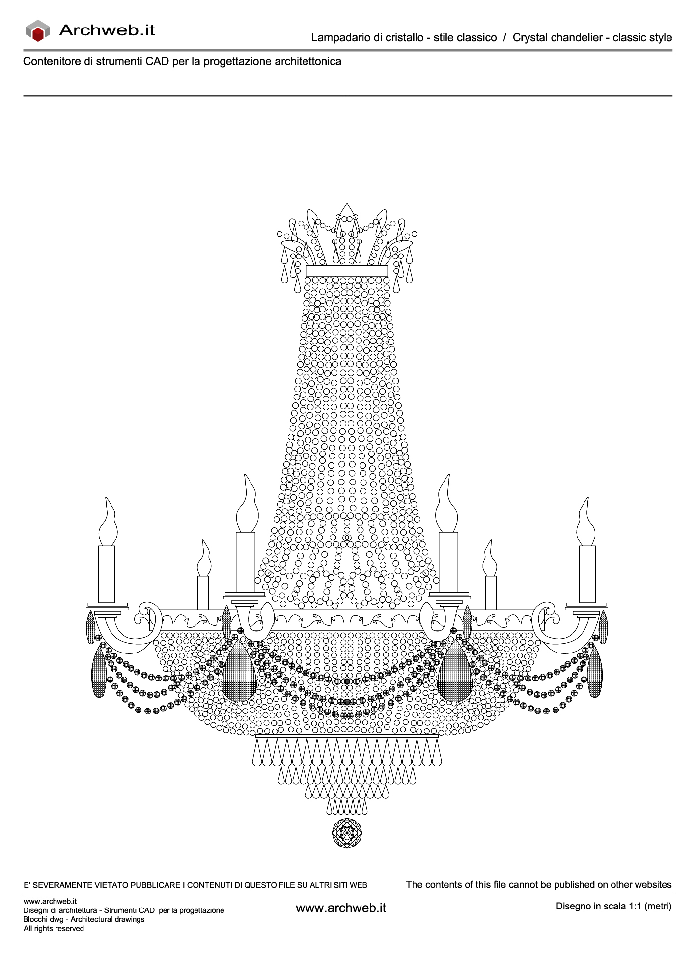 Classic Crystal Chandelier - Archweb dwg