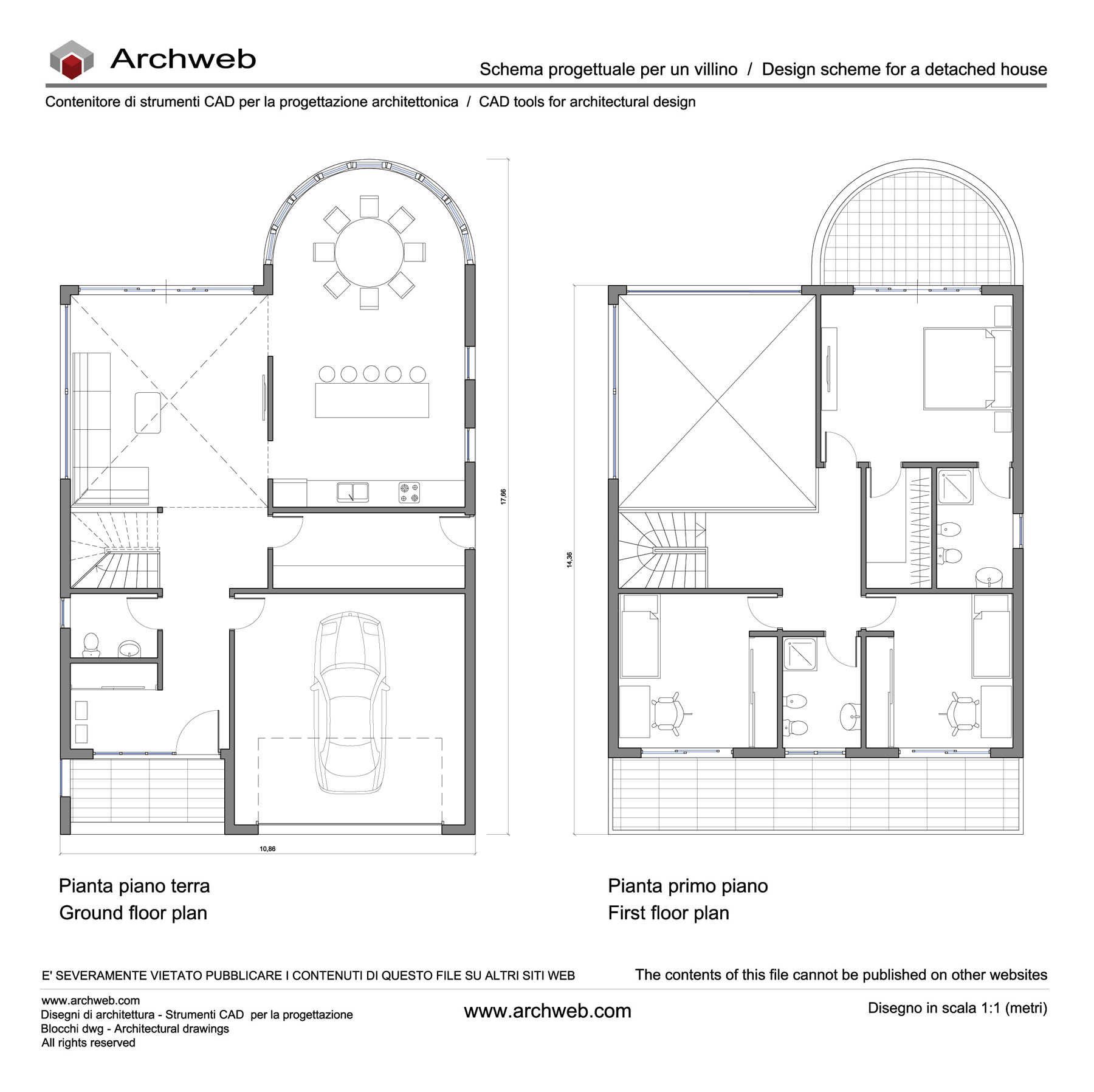 Pianta per una villa 10 - Archweb dwg