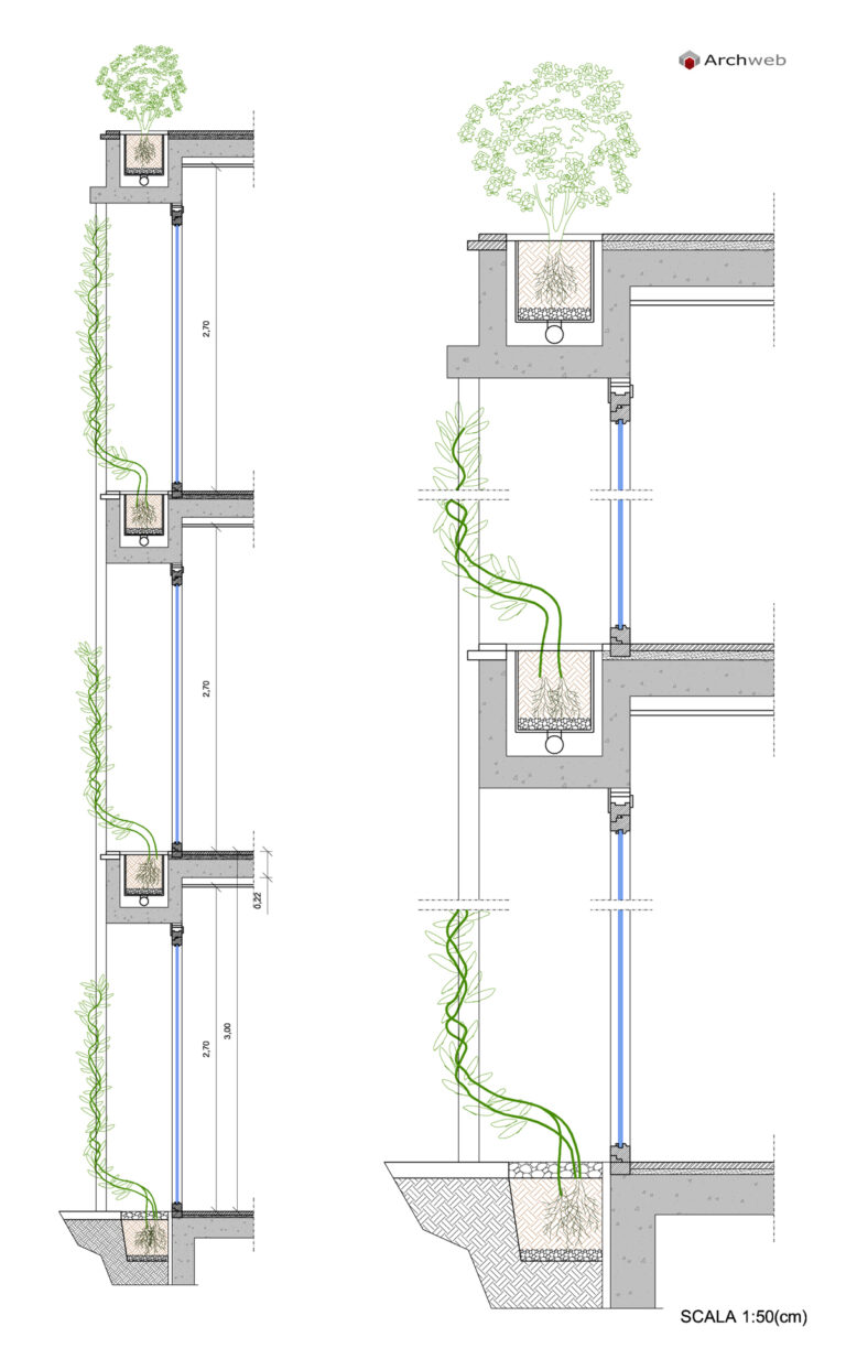 Section with concrete flower boxes - Archweb