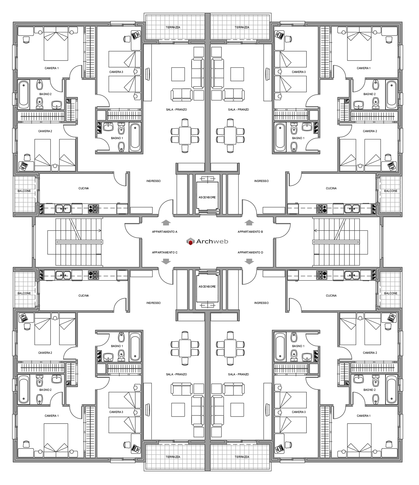 Torre residenziale 01 - Archweb dwg