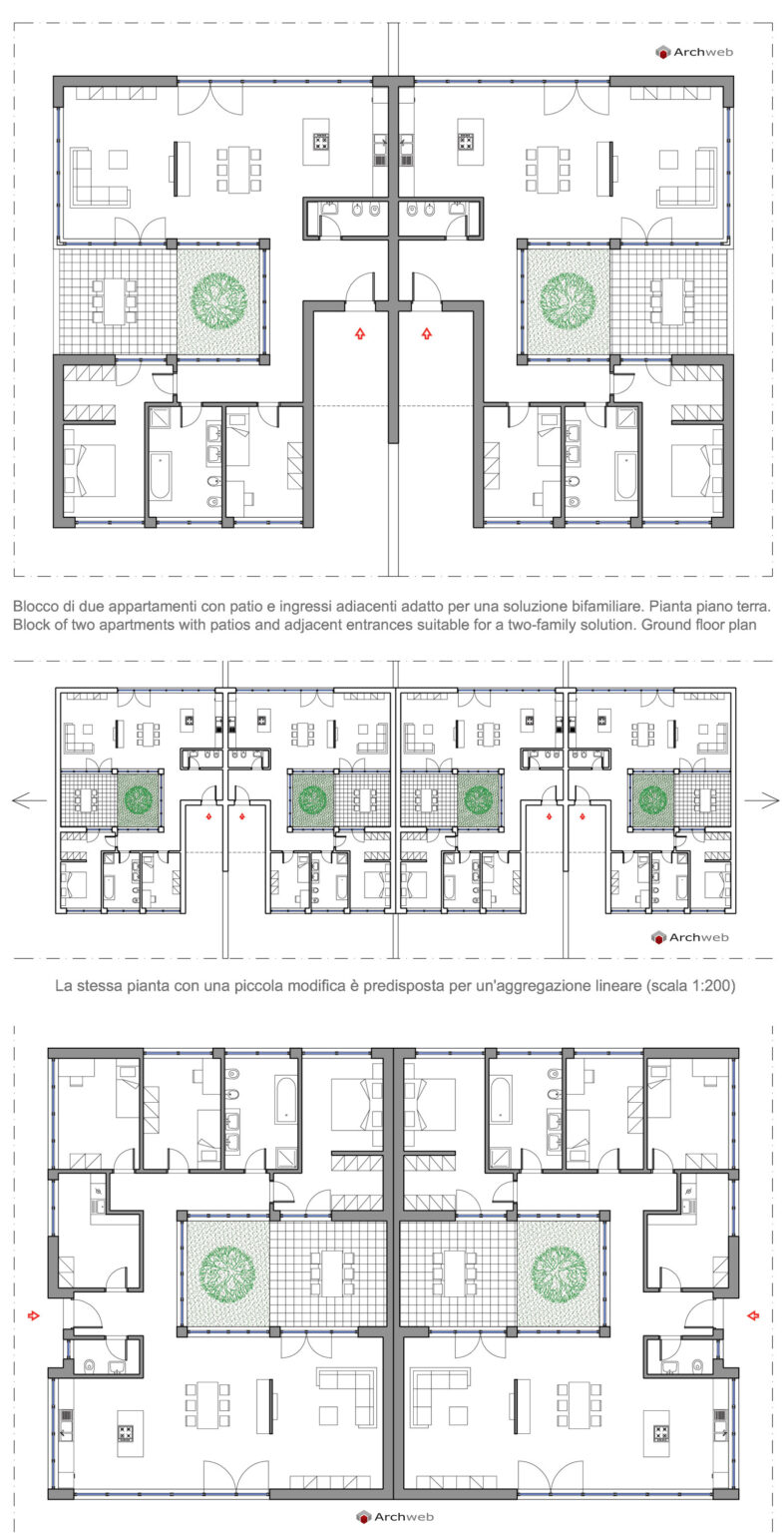 Maison jumelée avec patio 1 - Archweb dwg