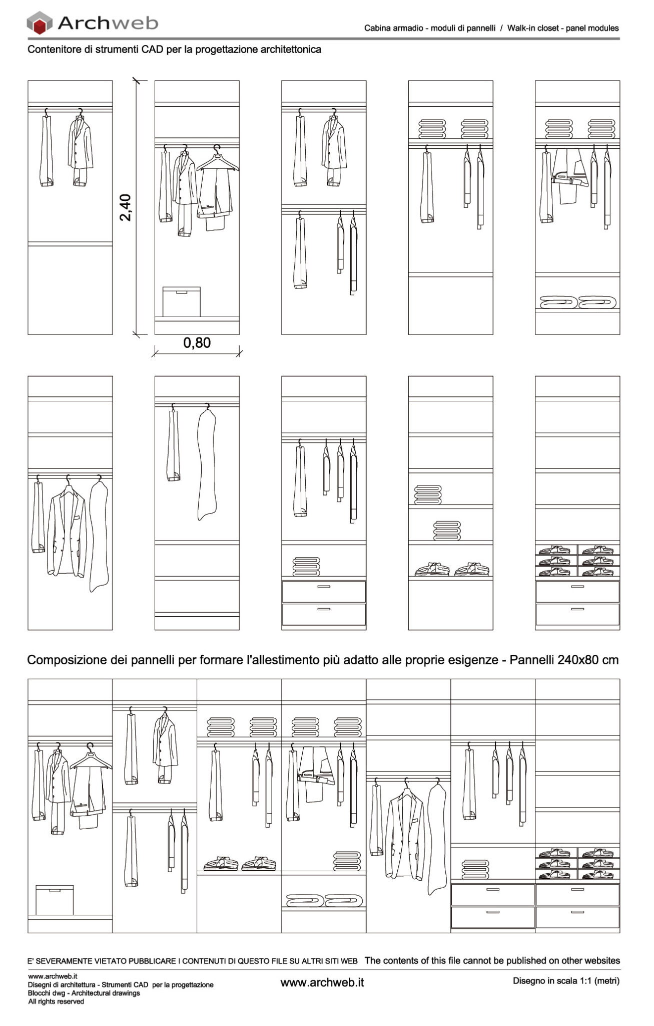 Walk-in closet - modules - Archweb dwg