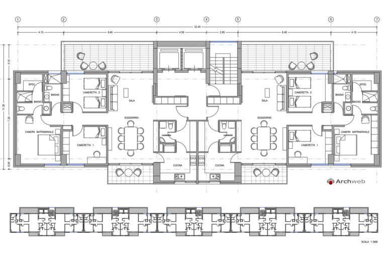 Maison en ligne 07 - Archweb dwg