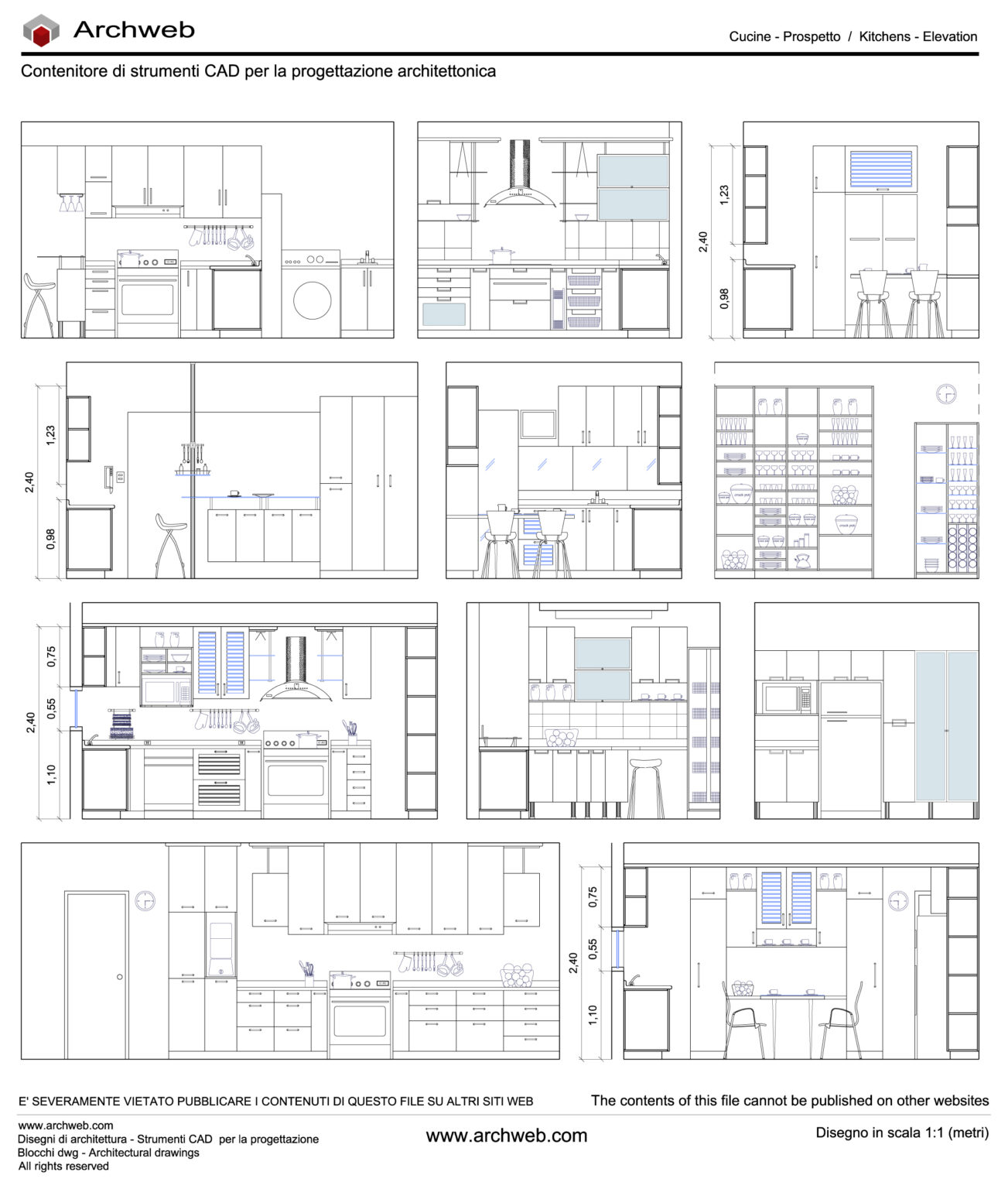 Kitchens in elevation - Archweb dwg