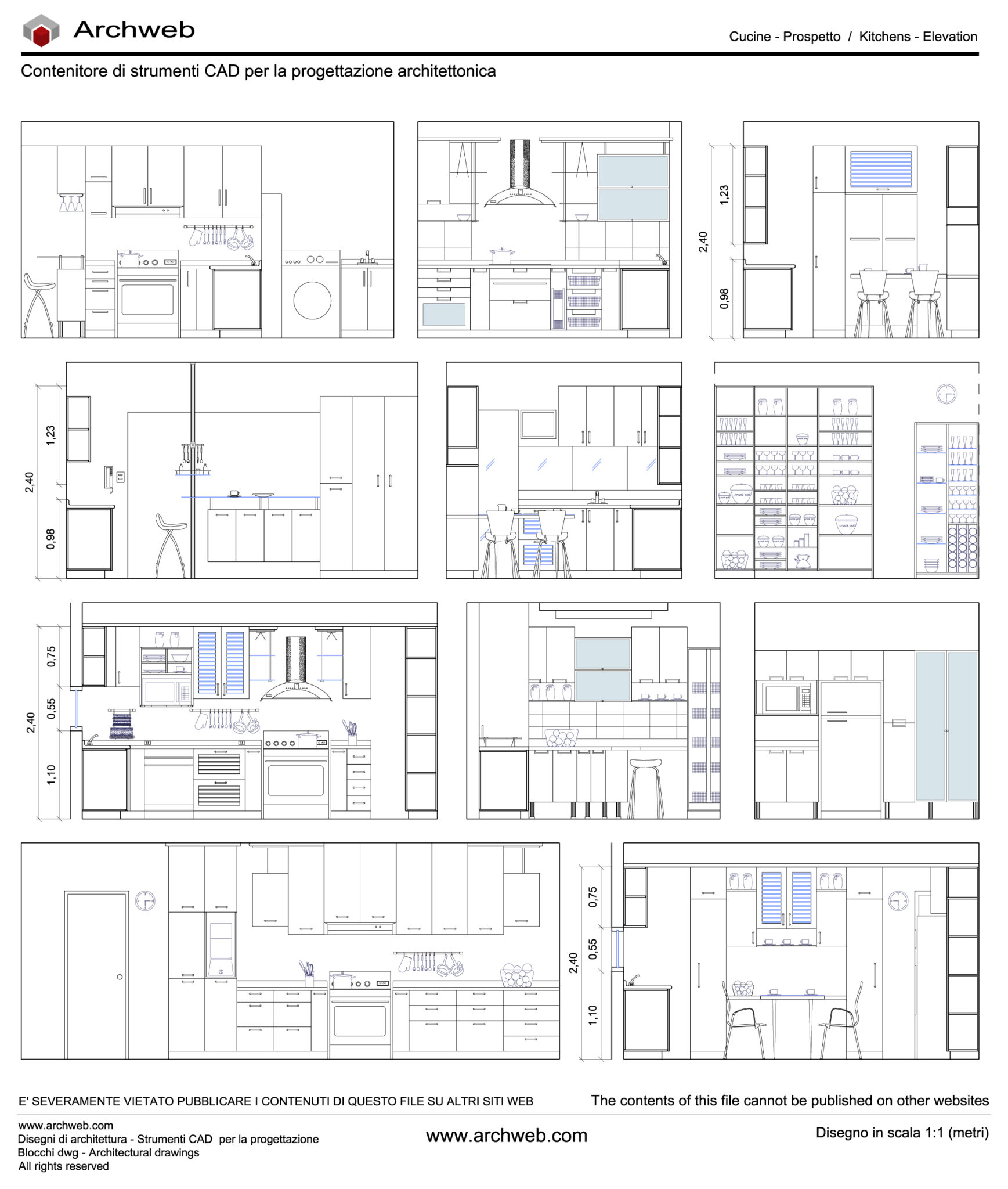 Kitchens in elevation - Archweb dwg