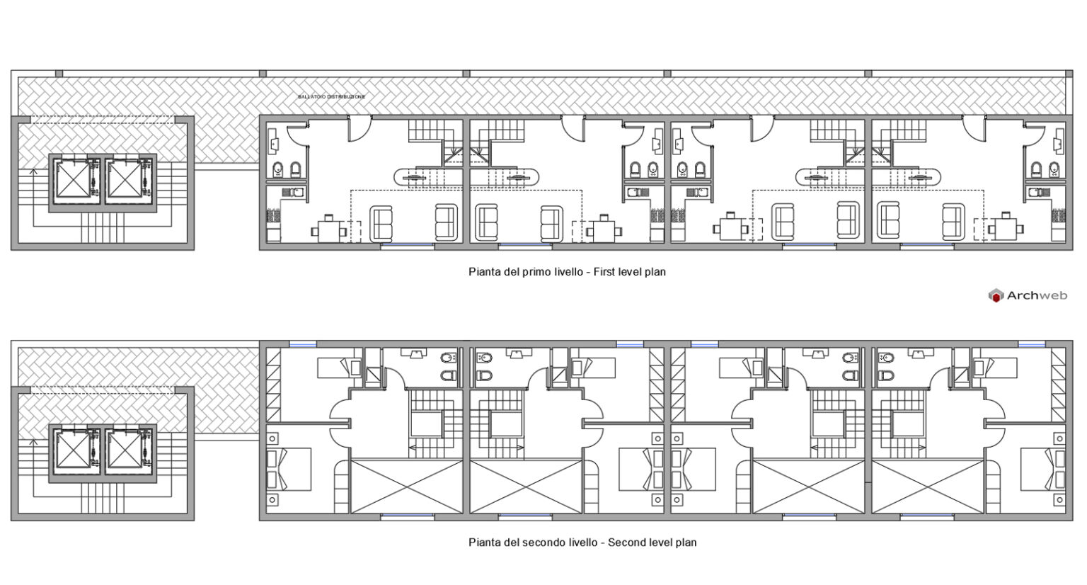 Maisons duplex avec balcon 2 - Archweb dwg