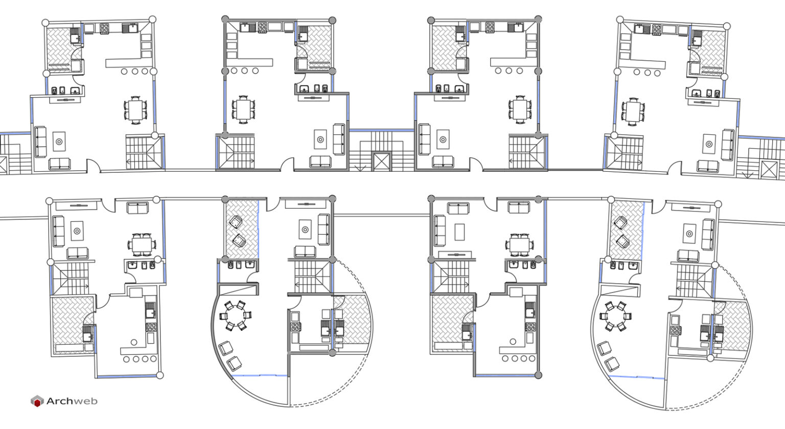 Maisons duplex avec balcon 3 - Archweb dwg