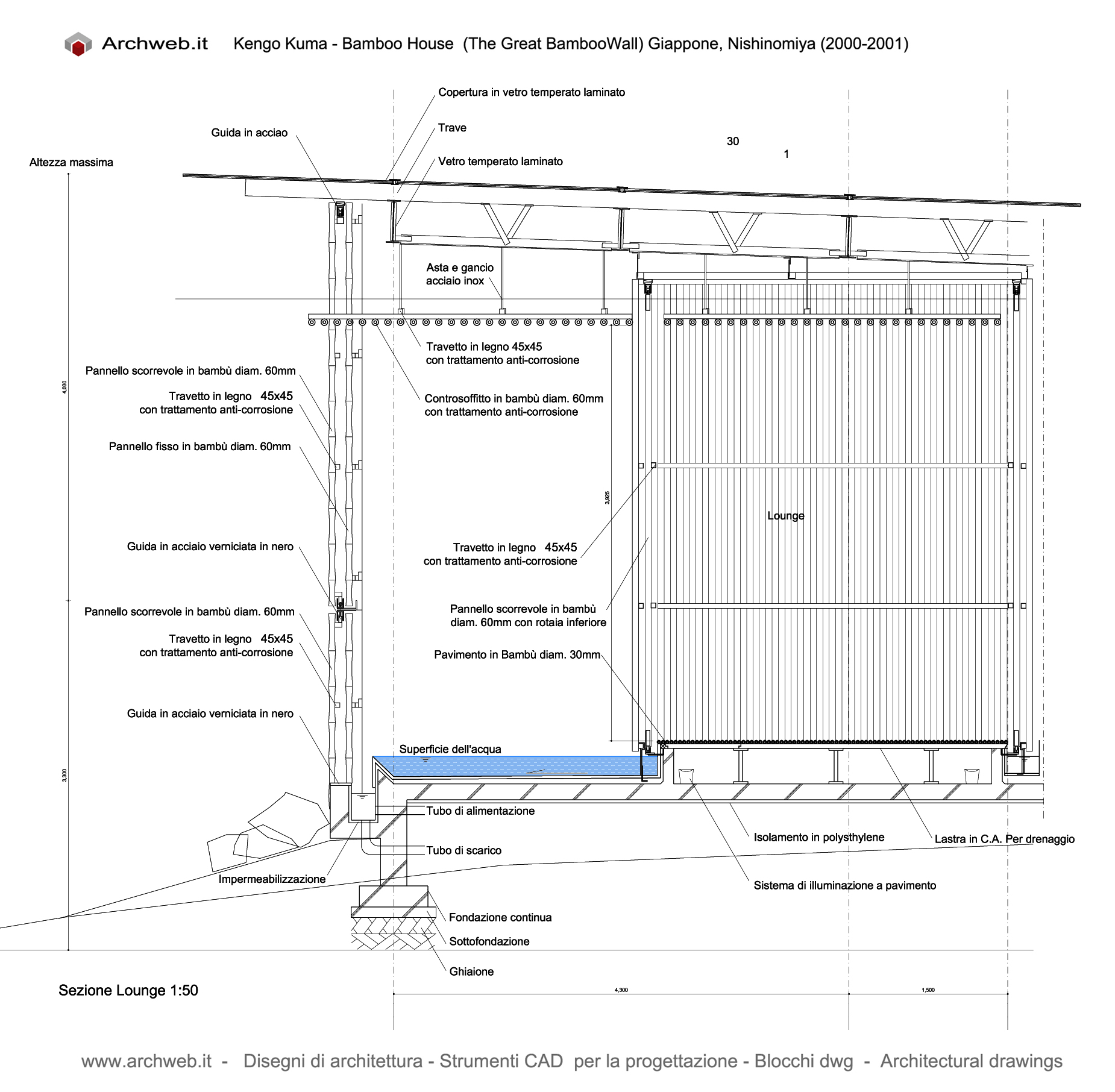 Maison en bambou (section détaillée) - Archweb
