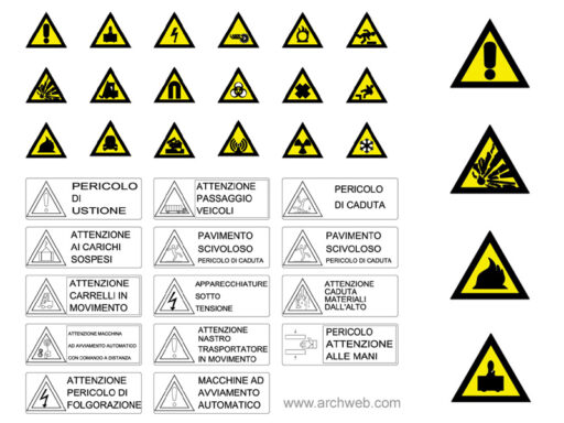 Simboli grafici - Segnali - Cartelli - Archweb dwg