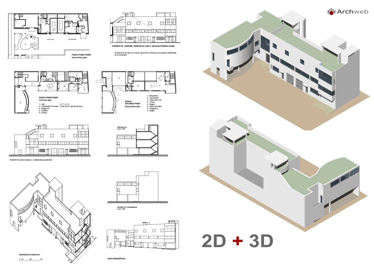 Maison La Roche - Jeanneret 2D+3D - Archweb