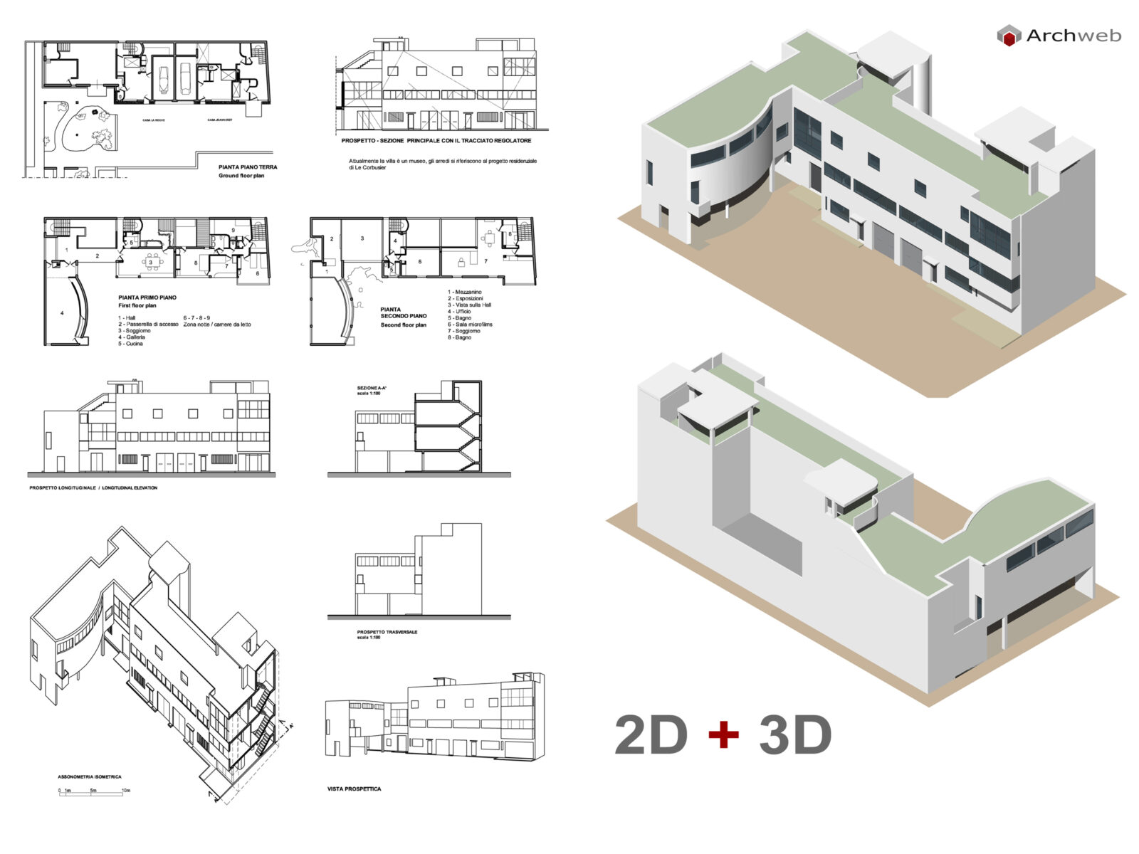 Maison La Roche - Jeanneret 2D+3D - Archweb