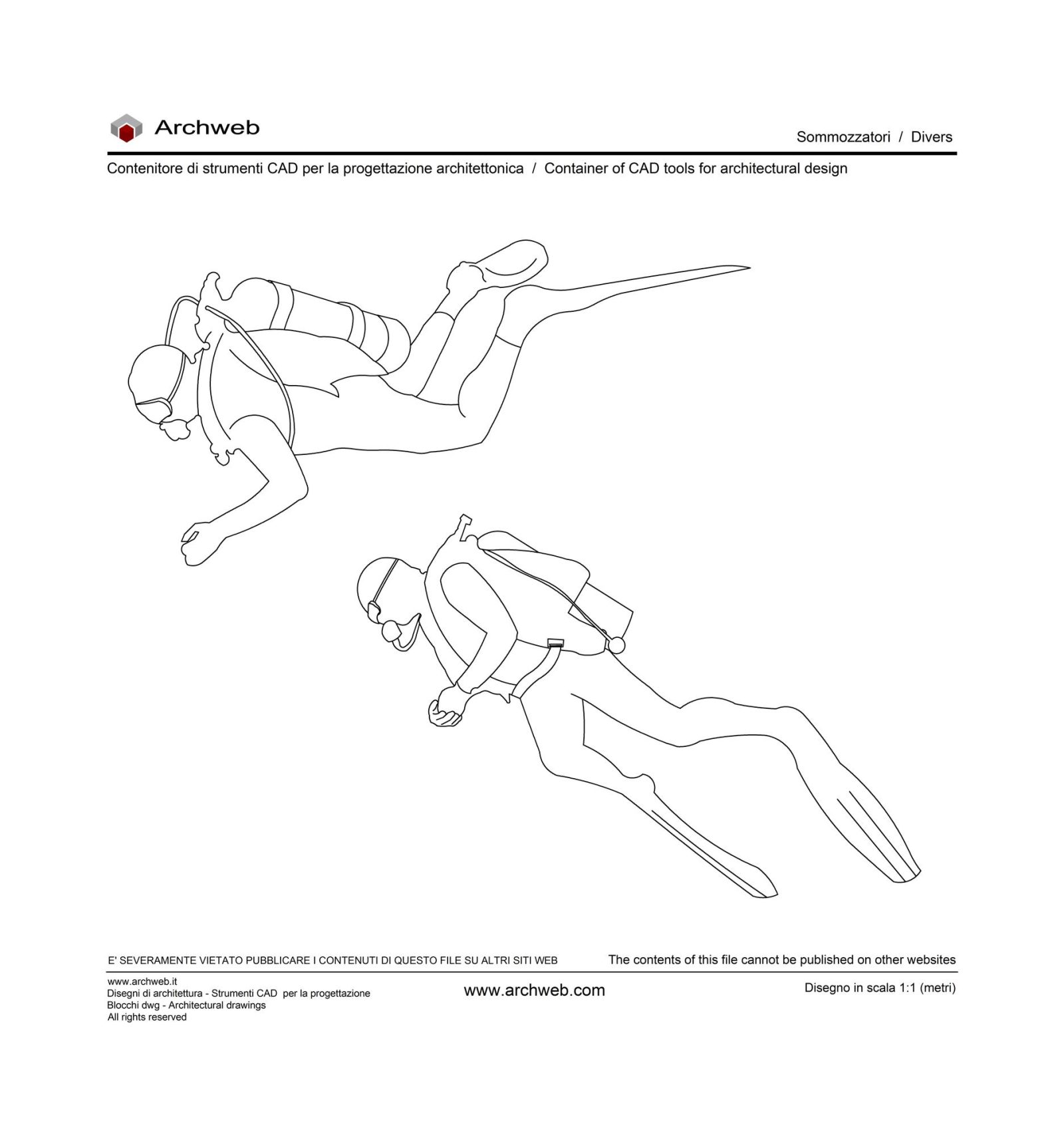 Taucher - Sporttaucher - Archweb dwg