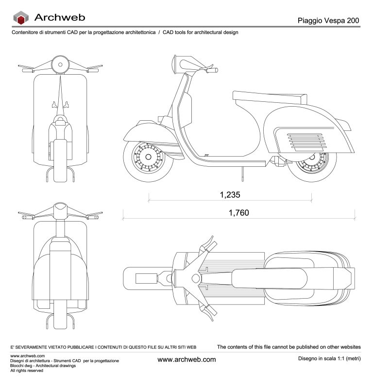 Piaggio Vespa 200 - Archweb dwg