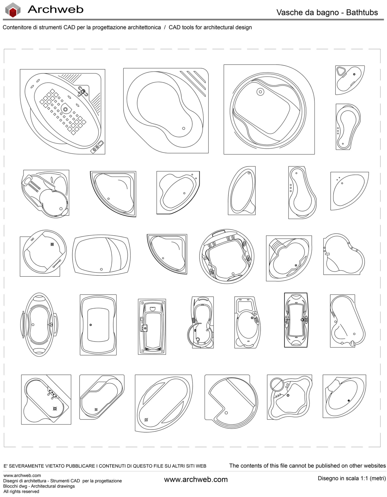 Vasche da bagno 03 - Archweb dwg
