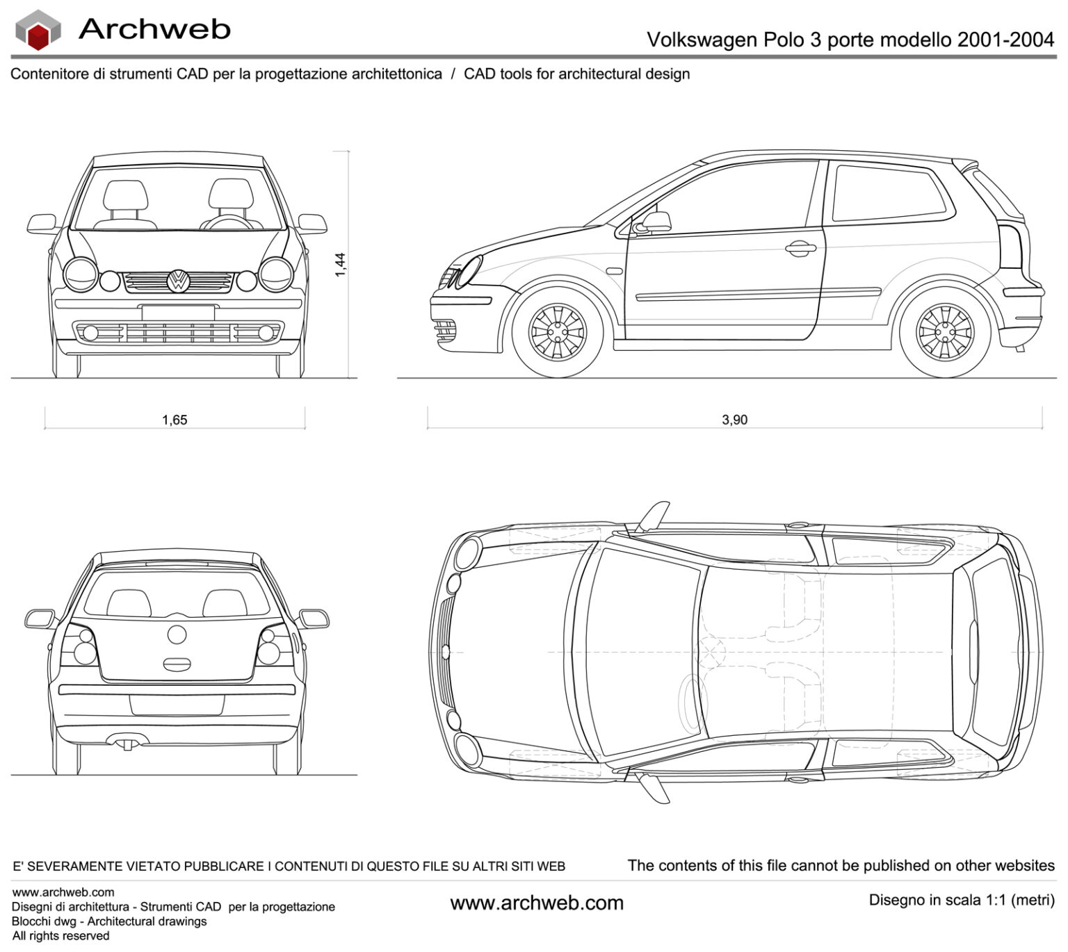 Volkswagen Polo 3 portes - Archweb dwg