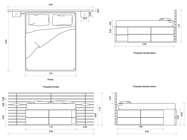 Lits simples et doubles - Archweb dwg