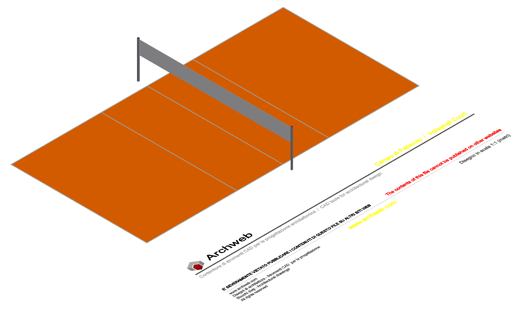 Volleyball Field 3D - Archweb cad