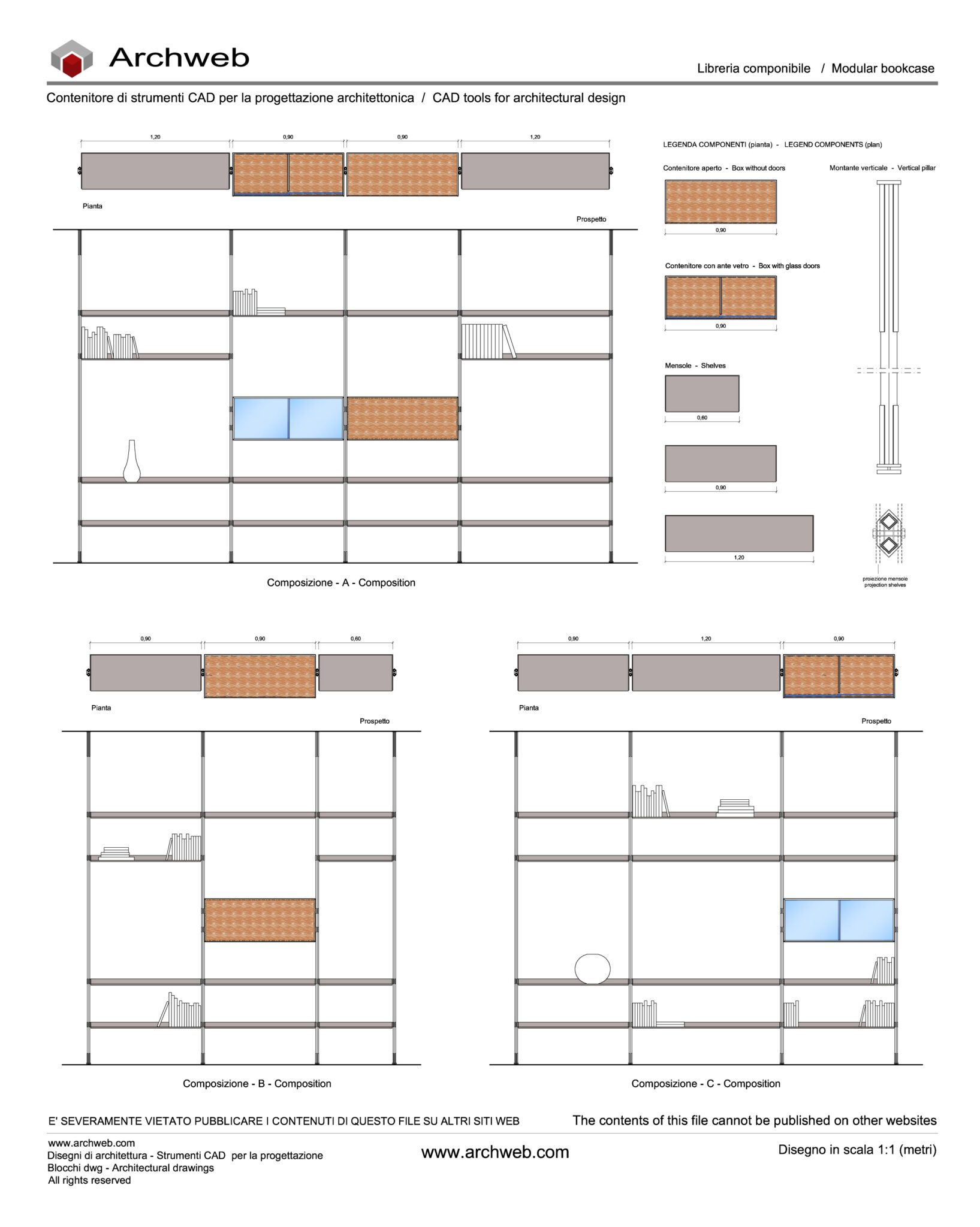 Modular bookcase - Archweb dwg