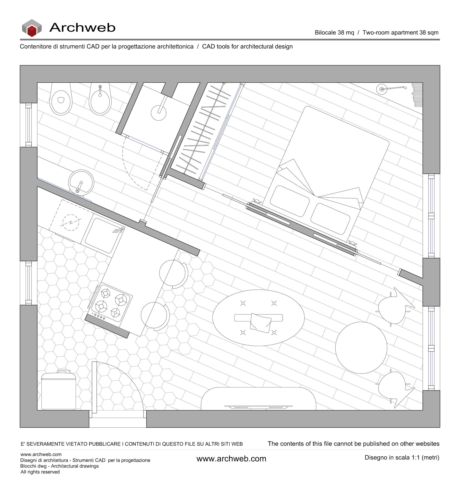 Two-room apartment dwg 16 - Archweb dwg