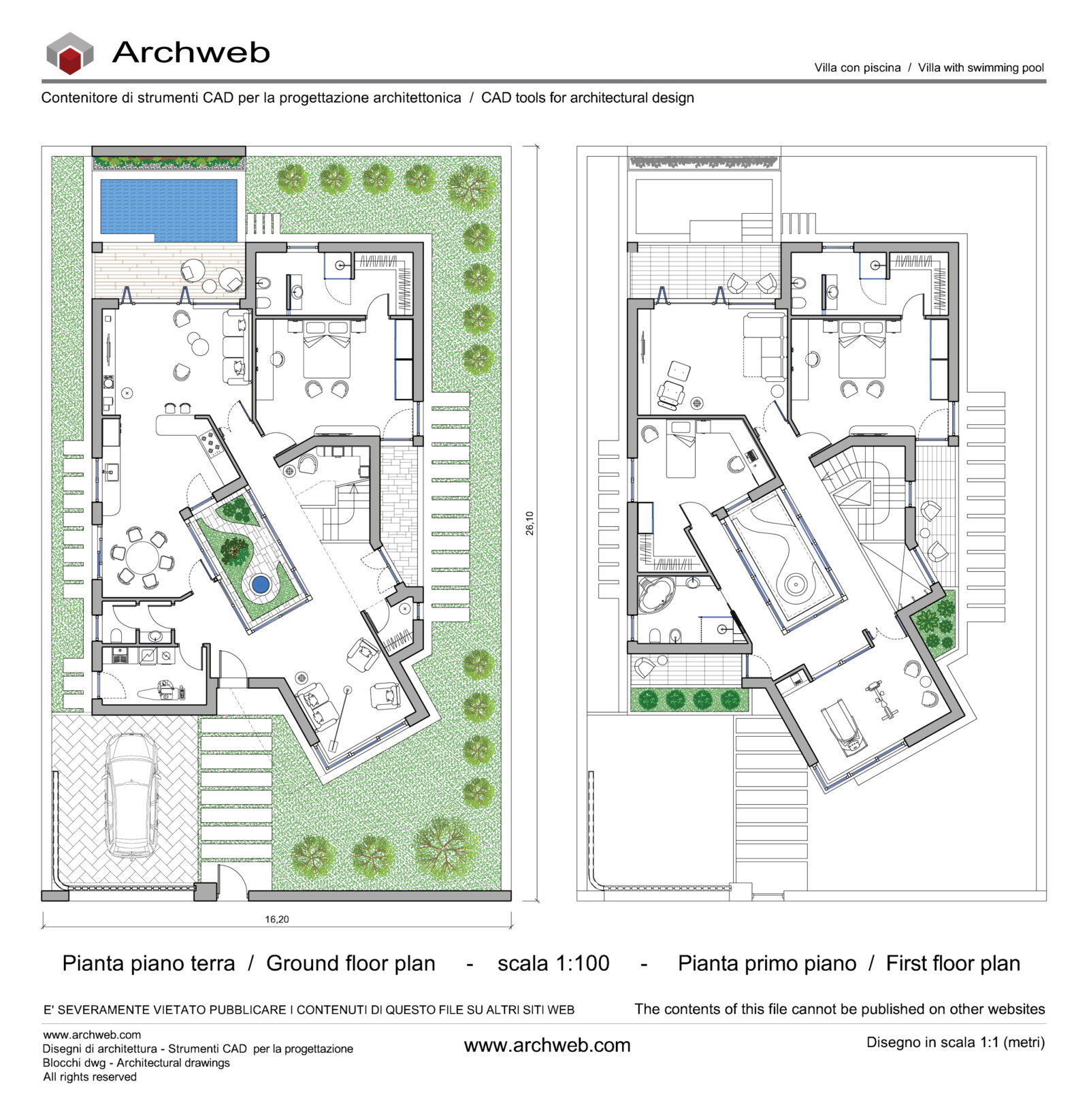 Villa con piscina 06 - Archweb dwg