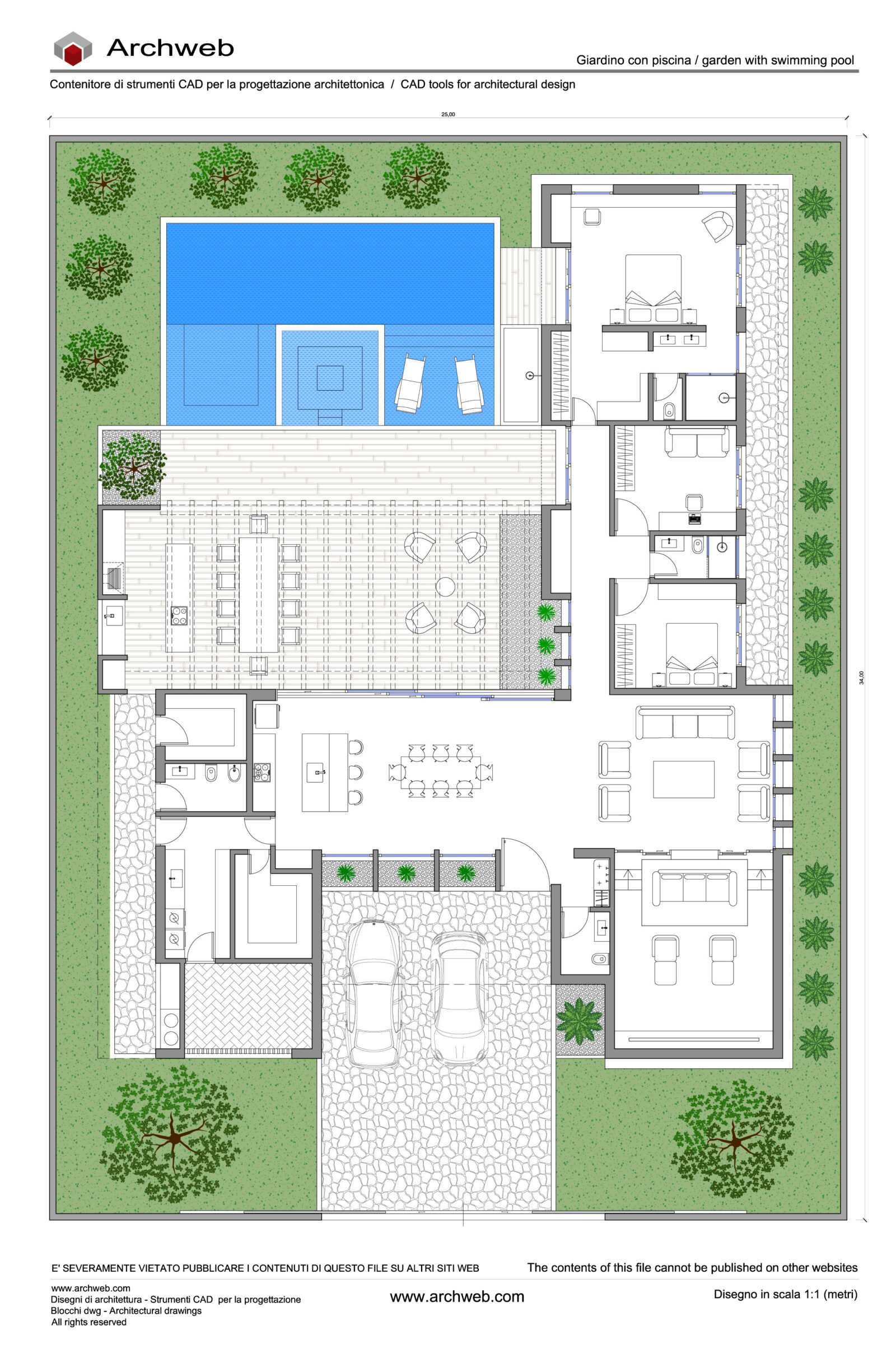 Villa con piscina 04 - Archweb dwg