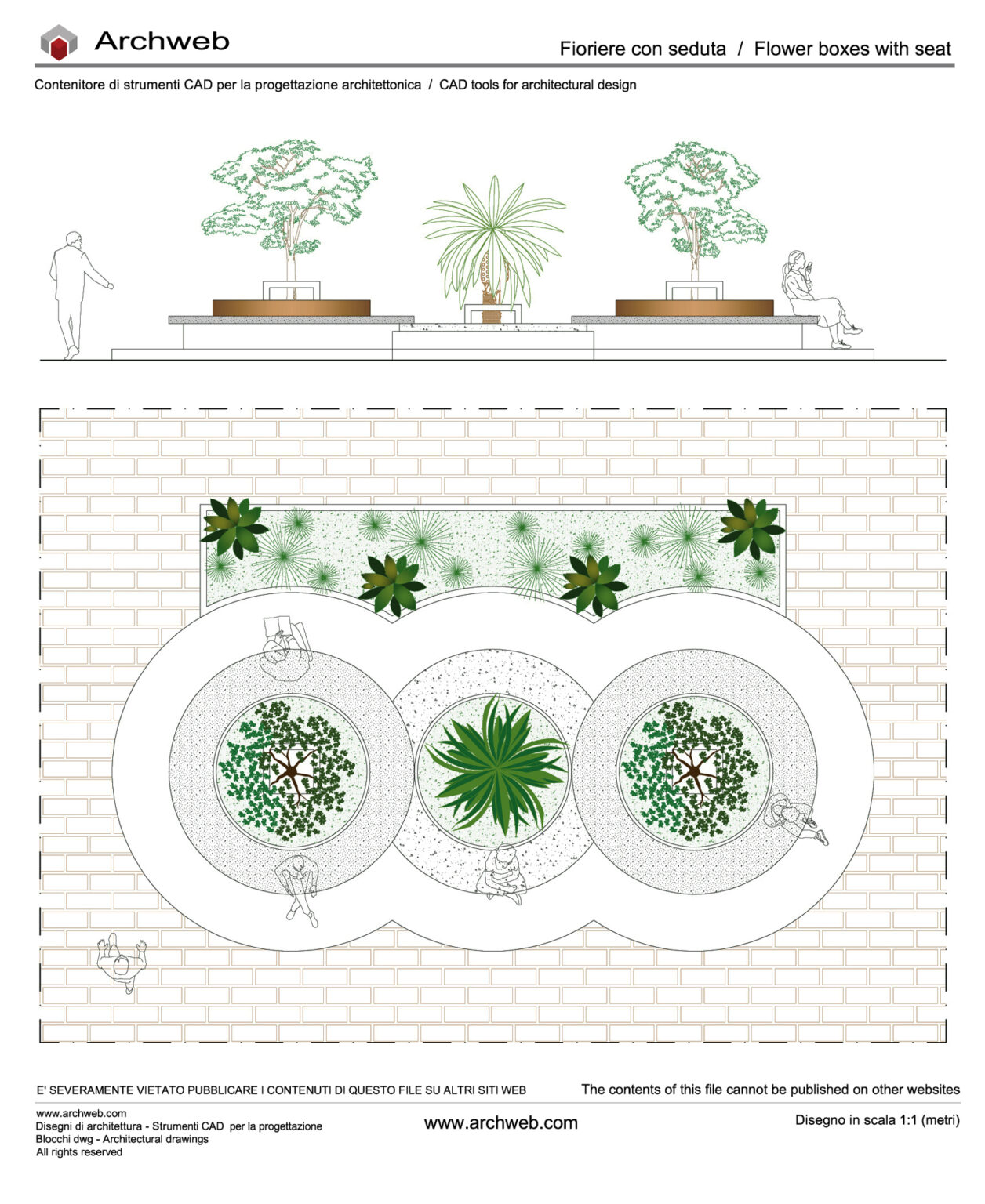 Planters with seat 01 - Archweb dwg