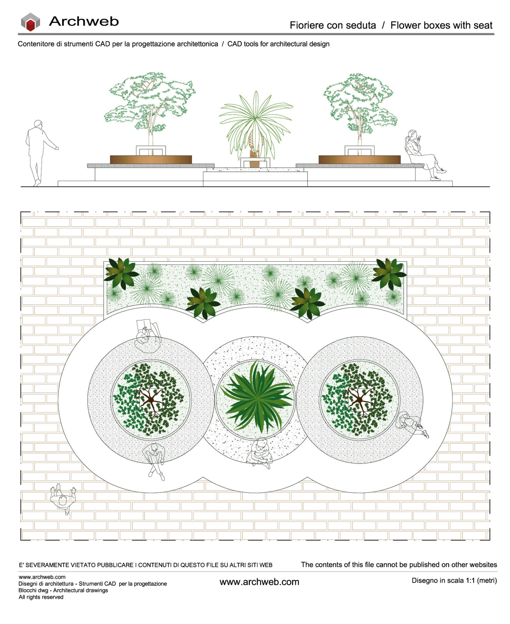 Planters with seat 01 - Archweb dwg